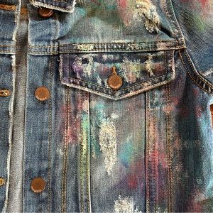 Vintage | Jackets & Coats | Denim Paint Splatter Jean Jacket Japanese ...